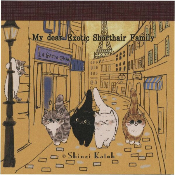 商品名My dear cats ブロックメモ paris説明Shinzi。Katoh/シンジカトウさんがデザインした、暮らしに溶け込む猫の姿を描いたMy dear catsシリーズ正方形の使いやすいブロックメモは、デスクに置いて使えるサイズ...