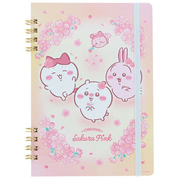 商品名ちいかわ Wリングノート B6 サクラ ピンク ハチワレ うさぎ 方眼罫 60枚 ゴムバンド付 桜 かわいい サンスター文具説明人気「ちいかわ」の「Sakura Pink (サクラピンク)」トータルステーショナリーシリーズ♪サクラの妖...