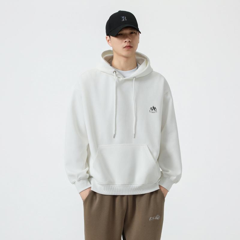 パーカー メンズ 大きいサイズ 長袖Tシャツ 秋冬 カジュアル トップス 無地 フード付き コットン 黒 白 コーヒー:[{