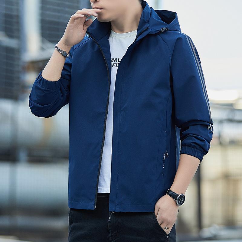 ジャケット メンズ 秋物 防風 撥水 ブルゾン ジャンパー アウター フード付き ワークウェア カジュアル 無地 ホワイト ブラック ブルー 裏起毛 黒 紺 M L XL 2XL 3XL 4XL 5XL・素材: ポリエステル