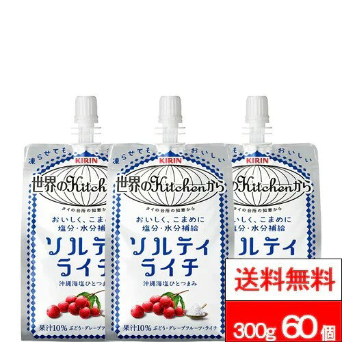 【キリン ソルティライチ300g(パウチ) の商品詳細】 ●ひとつまみの沖縄海塩が引き出す旬のライチの味わいとやさしい甘みのすがすがしいおいしさ。 ●夏に嬉しい食塩相当量0.1g/100g入り、おいしい熱中症対策飲料。 ●持ち運びやすい、冷...