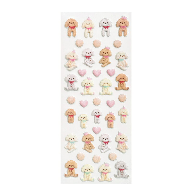 もこもこ、ふわふわ。やさしい質感に癒される「フロッキーシール」。 フロッキー（ベルベット調）加工ならではの、ふんわりとした手触りが魅力の シールです。やさしい色合いと柔らかい雰囲気のデザインで、ノート・手帳・ スマホ・小物など、貼るだけで可...