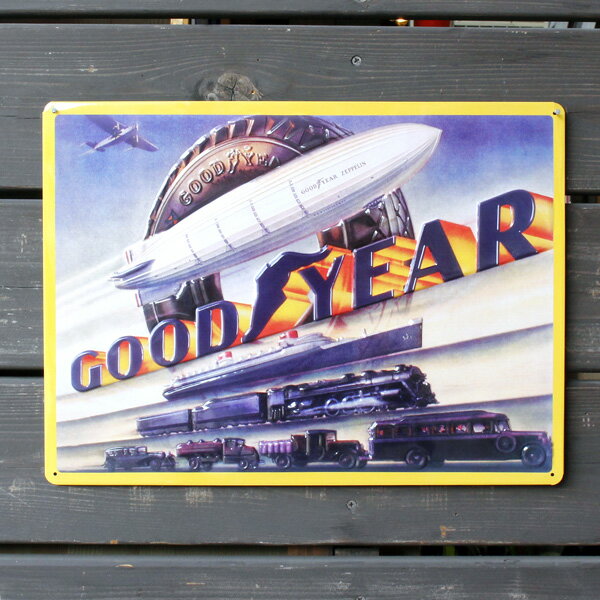 世界的タイヤメーカー「グッドイヤー」のレトロな広告デザインにエンボス加工（凸凹加工）を施した立体看板です！！ 文字やデザインなどに立体感があって一般的なデザイン看板よりもハイクオリティ。 お部屋はもちろん、ガレージやお店のインテリアにもお勧...