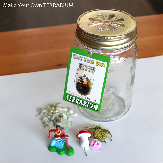 メイソンジャーボトルの中で小さなグリーンの世界を作れるテラリウムキット。 メイソンジャーとミニフィギュアや石、小物が入ったセットです。 土と好きな植物を入れるだけで気軽に作って楽しめます。 他にも砂やシーグラス、貝殻などを入れたりアイデア次...
