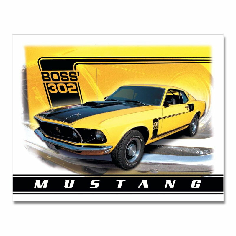 1969年式の伝説的マッスルカー「BOSS302 マスタング」をデザインしたブリキ看板です。 ヴィンテージ感あふれるデザインで、ガレージやお部屋、ショップのディスプレイにぴったり。 アメリカンカルチャーを象徴するアイテムとして、コレクション...
