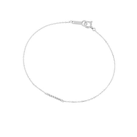 ■商品説明 ダイヤモンドの繊細な輝きが上品なブレスレット。ホワイトゴールドの凛とした色合いも魅力です。シンプルなデザインで、スタイルを選ばず身に着けて頂けます。 ■サイズ チェーン 17cm ■素材 K10ホワイトゴールド＋ロジウムコーティ...