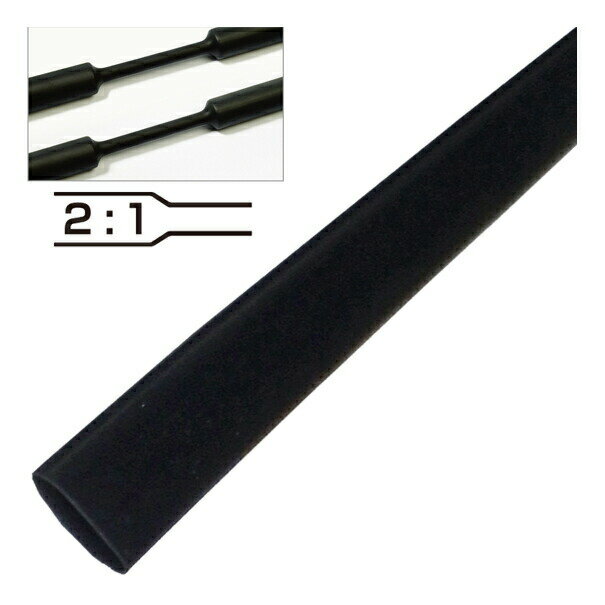 在庫状況：お取り寄せ(詳しくはこちらをクリック) ●材質：架橋ポリオレフィン ●色調：黒 ●チューブ形状：平形 ●適用電線サイズ：φ6.0〜9.0mm ●内径（収縮前）：φ10.9mm ●内径（収縮後最大）：φ5.00mm ●長さ：250m...