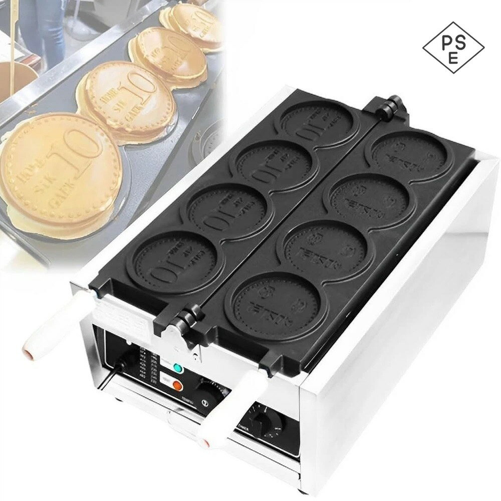 ゴールドコインワッフルメーカーの便利さと多用途性をぜひご体験ください！耐久性のあるステンレススチールと鋳造アルミニウムで作られたこのワッフルメーカーは、耐久性に優れています。電圧220V、出力3000Wで、一度に最大4枚の美味しいワッフルを...