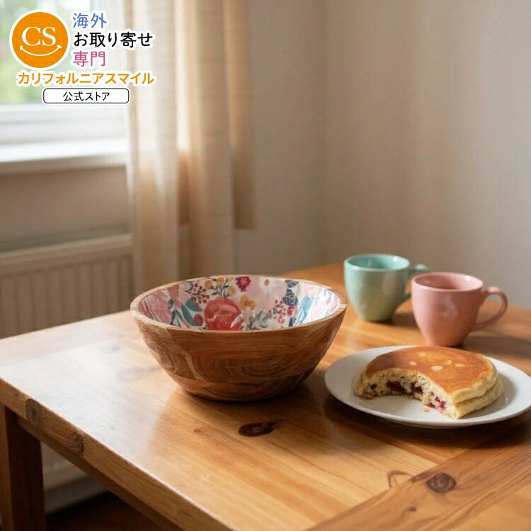 光沢のある食品に安全なラッカーを塗った天然アカシア材 デカール、ラッカー塗装、エナメル塗装は徹底した手作業で行われます 手洗のみ over&back は、シアトルを拠点とするデザイナー Jess Phoenix と共同で、クラシックな花柄と...