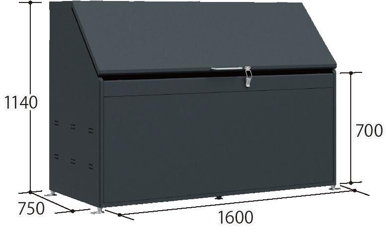 商品説明メーカー名タクボごみ集積庫 サイズ 間口1600mm奥行750mm高さ1140mm スペック 有効容積約1020L　ゴミ袋45L約22袋床面積：1.2