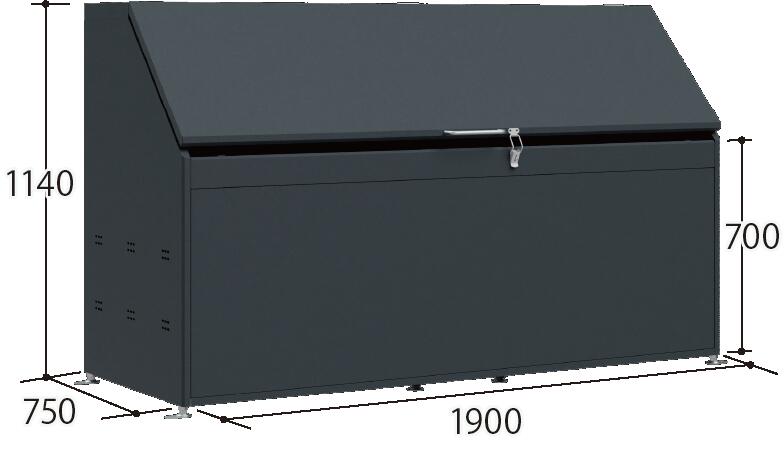 商品説明メーカー名タクボごみ集積庫 サイズ 間口1900mm奥行750mm高さ1140mm スペック 有効容積約1220L　ゴミ袋45L約27袋床面積：1.43