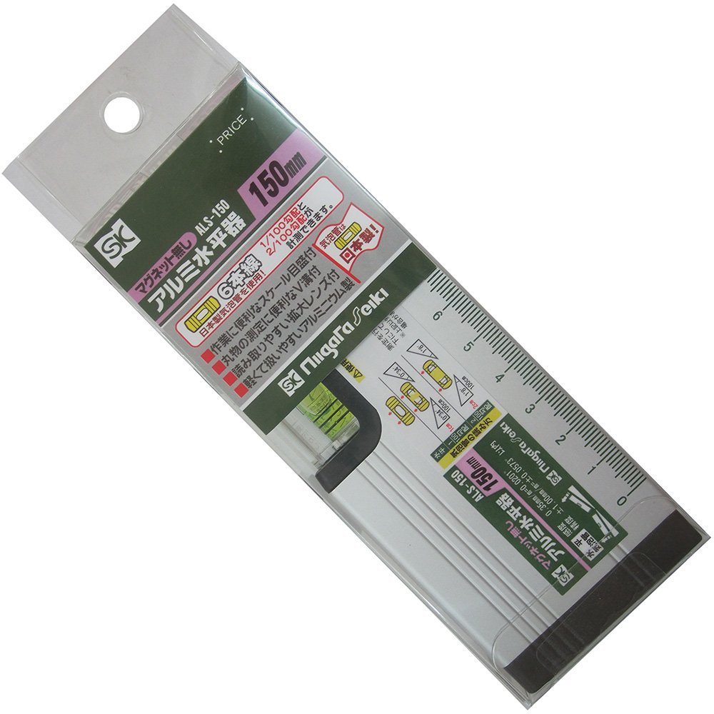 商品詳細●衝撃に強いプロテクタ付き ●水平気泡管は6本線入りで、1/100、2/100勾配も測定できる ●読み取りやすい拡大レンズ付き 仕様一覧 感度 水平気泡管0.35mm/m=0.0201° ※感度・・・気泡が動き出す時の勾配 精度 水...