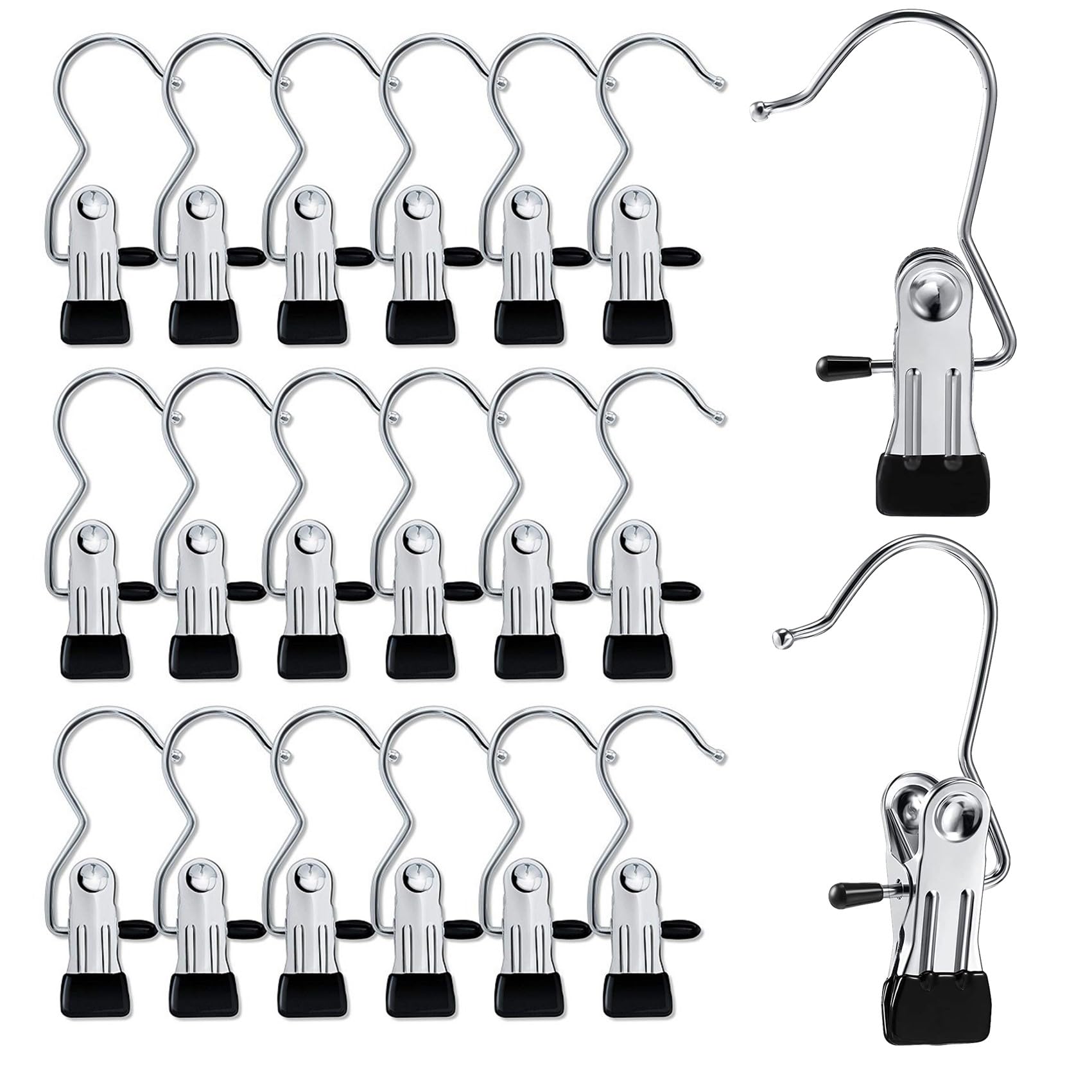 商品情報商品の説明主な仕様 強力グリップ モノクリップ20個セットです。カラーはブラック、ベビーピンク、ライトグリーンの3種からお選びいただけます。キャップやソックス、靴、小物などなど様々な物を吊るして干したり吊下げ保管することのできるモノ...