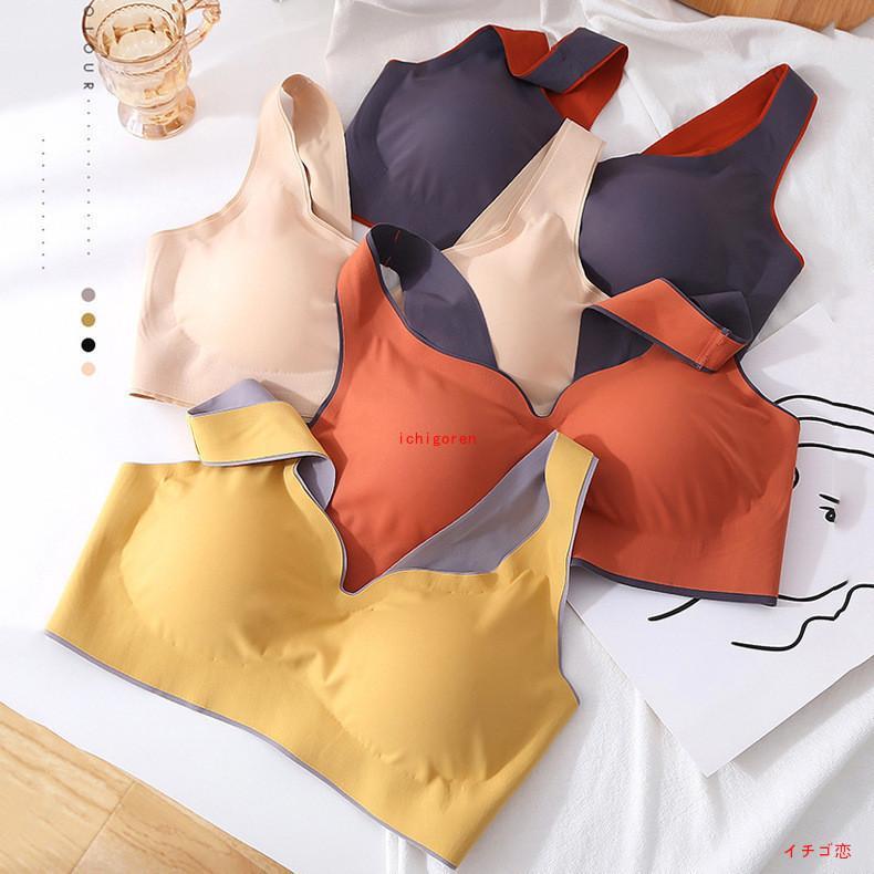 ■商品名：ブラジャー ナイトブラ シームレス ノンワイヤー パッド付き 取り外し可能 レディース インナー 補正下着 ブラトップ スポーツブラ ■カラー：グレー、ブラック、イエロー。■サイズ：M、L、XL。・伸縮性に優れたストレッチ生地を採...