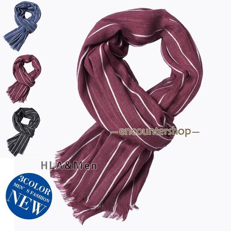 ストール マフラー メンズ ストライプ柄 ロングマフラー ロング ビジネス 防寒 おしゃれ★サイズ：長さ約190cm、幅約100cm素材：コットン、ポリエステル★中国製●※お使いの画面と実際のお色に若干の差がある場合がございます。※機械によ...