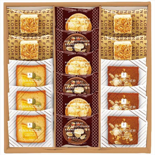■商品紹介：アーモンドならではの食感や香ばしさが際立つ、定番の焼き菓子を詰め合わせました。 ■商品内容：フィナンシェ(オレンジ・キャラメルアーモンド)・タルト(ブラウニー・ホワイトブラウニー)各3個・フロランタン4個 ■商品サイズ：29×4...