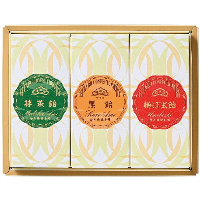 ■商品紹介：味わい豊かに、それでいてすっきりとした軽やかさを持つ、職人の技と経験がたっぷりと活かされた飴です。 ■商品内容：梅ぼ志飴12粒・黒飴12粒・抹茶飴12粒各1箱 ■商品サイズ：17.7×5.7×13.6cm ■商品重量：330g ...