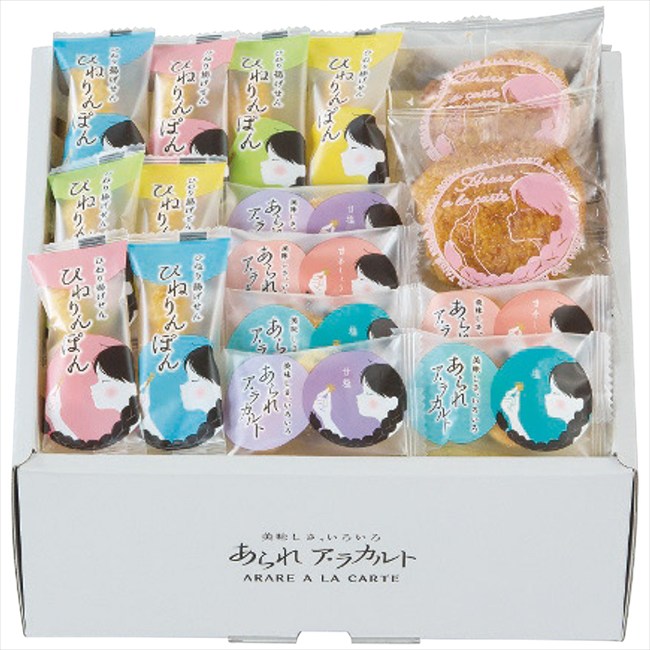 ■商品紹介：ふっくらソフトなおかきと、カリット揚がったひねり揚げと、あげせんのアソートです、味はおかきが「甘塩」「塩」「あまから醤油」の種類に、ひねり揚げの「塩」「カレー」の2種類、濃厚な味が特徴のあげせんの合わせて6種類のお味がお楽しみ頂...