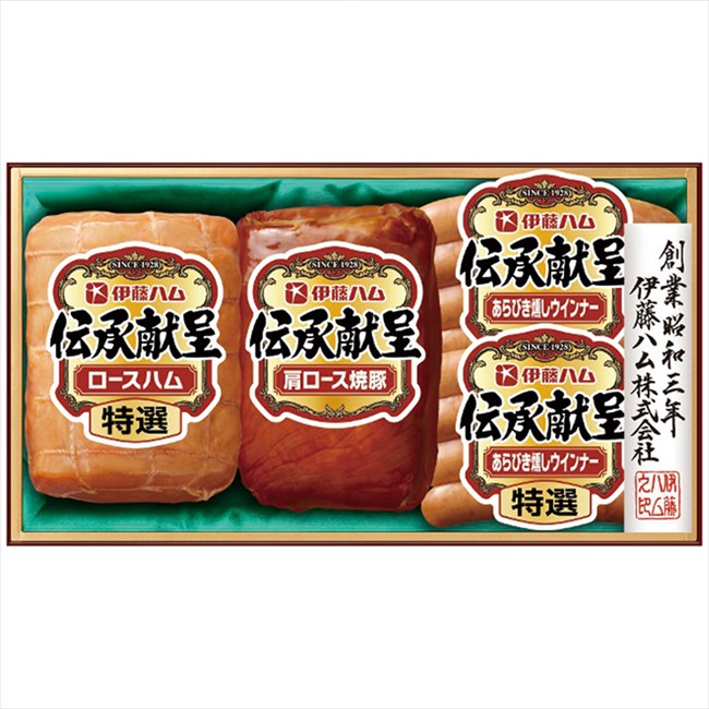 ■商品紹介：守り伝えられた伝統の技を用い、丹念に造り上げました。 ■商品内容：特選ロースハム320g・肩ロース焼豚185g各1本・特選あらびき燻しウインナー80g×2個 ■商品サイズ：29×6.7×16cm ■商品重量：820g ■賞味期限...