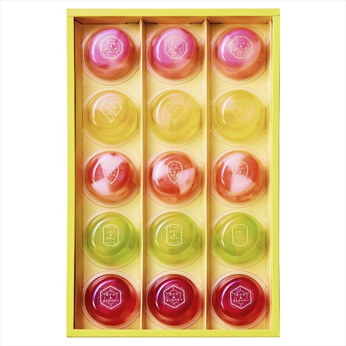 ■商品内容：ピーチ&グレープフルーツ味・アップル&パイン味・マンゴー&ライチ味・レモン&ライム味・カシス&ストロベリー味×各3 ■パッケージサイズ：箱サイズ:322×205×40（60サイズ） ■賞味期限：製造後180日 ■アレルギー：乳・...