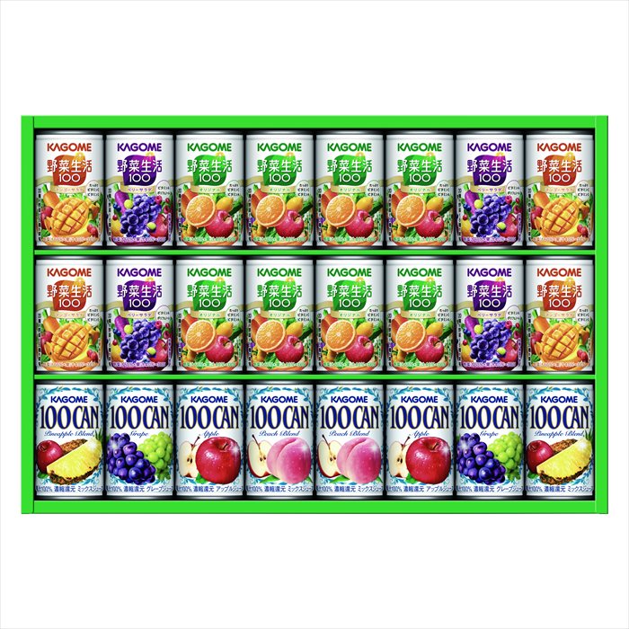 ■商品内容：100CAN 160g（アップル・ピーチブレンド・グレープ・パインアップルブレンド）×各2、野菜生活100 160g（オリジナル×8、ベリーサラダ・マンゴーサラダ×各4） ■パッケージサイズ：箱サイズ:294×454×62（10...