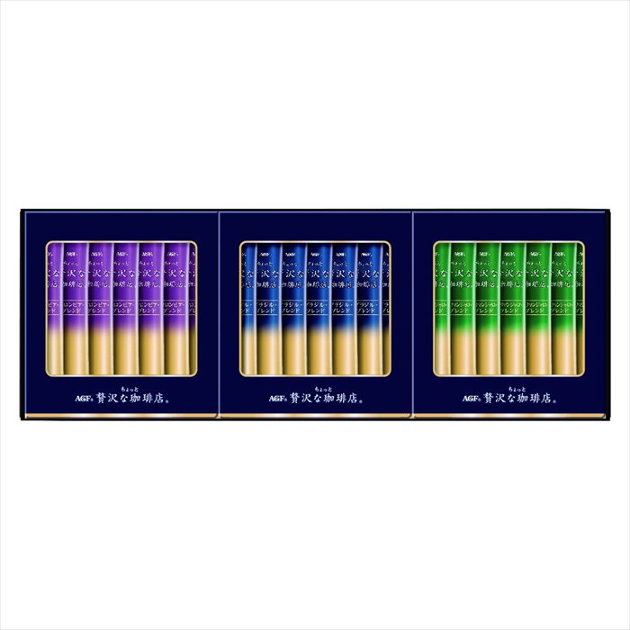 ■商品内容：ちょっと贅沢な珈琲店スティックブラック2g×21（ブラジルブレンド・コロンビアブレンド・キリマンジャロブレンド×各7） ■パッケージサイズ：箱サイズ:128×351×21（50サイズ） ■賞味期限：製造後750日 ■アレルギー：...