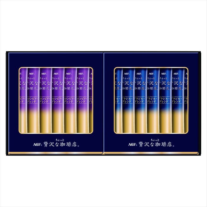 ■商品内容：ちょっと贅沢な珈琲店スティックブラック2g×14（ブラジルブレンド・コロンビアブレンド×各7） ■パッケージサイズ：箱サイズ:128×240×21（50サイズ） ■賞味期限：製造後750日 ■アレルギー： メーカー希望小売価格は...