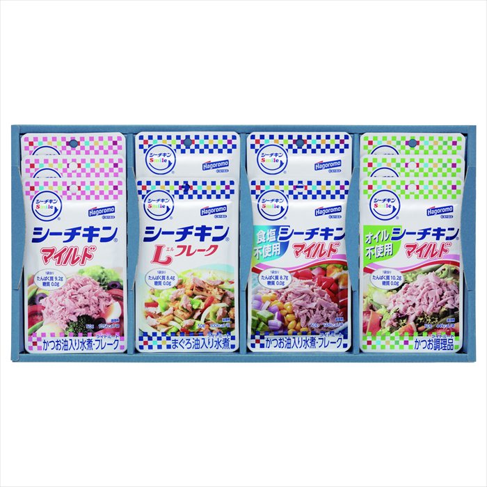 ■商品内容：シーチキンSmileマイルド50g×3、シーチキンSmileLフレーク50g×2、シーチキンSmile食塩不使用マイルド50g×2、シーチキンSmileオイル不使用マイルド50g×3 ■パッケージサイズ：箱サイズ:217×422...