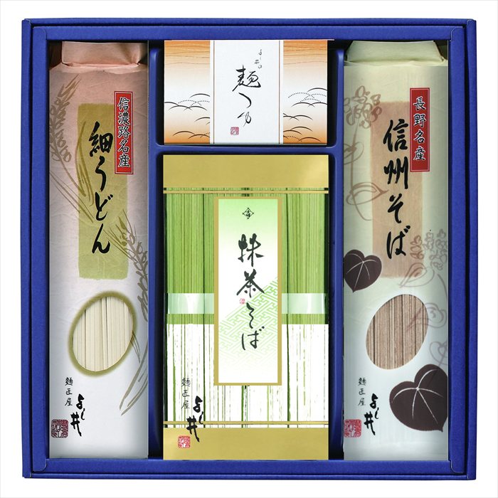 ■商品内容：抹茶そば80g×4、信州そば120g×1、細うどん120g×1、めんつゆ30ml×2 ■パッケージサイズ：箱サイズ:290×292×42（80サイズ） ■賞味期限：製造後360日 ■アレルギー：小麦・そば・大豆 メーカー希望小売...