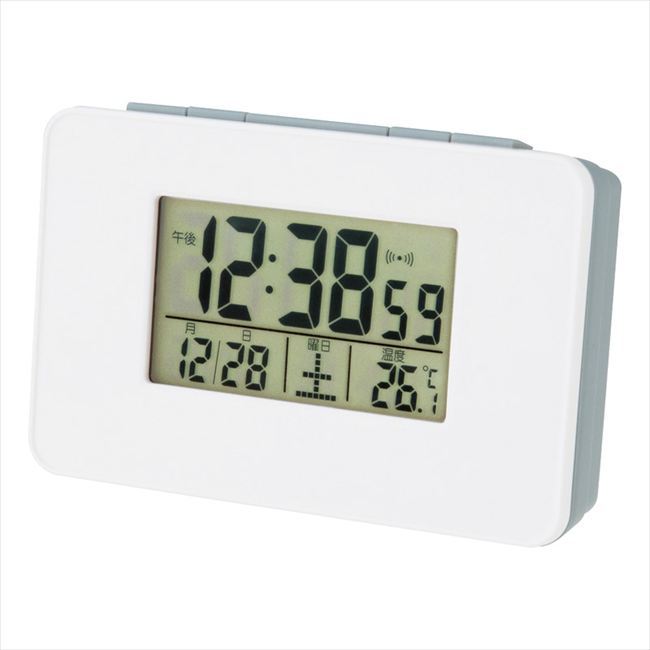■商品紹介：コンパクトサイズの電波時計。○温度表示○アラーム○スヌーズ機能○バックライト ■商品内容：本体（約60×95×35mm）×1 ■材質：ABS ■重量：約121g ■原産国：中国製 メーカー希望小売価格はメーカーカタログに基づいて...