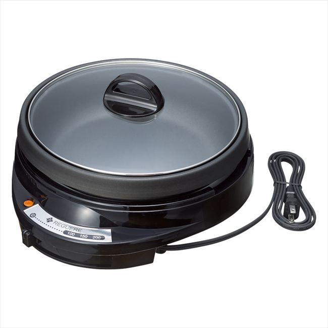 ■商品紹介：プレート表面はフッ素樹脂加工でこびり付きにくくお手入れも楽々。温度調整レバー付で温度管理も簡単。 ■商品内容：本体（約280×315×170mm）×1 ■材質：PP・アルミニウム合金（フッ素樹脂加工）・強化ガラス ■重量：約2....