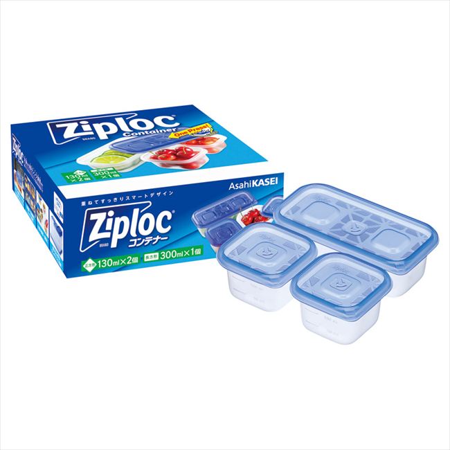 ■商品紹介：冷蔵庫内をスッキリ整理。開け閉めが簡単で繰り返し使える保存密閉容器。冷凍保存から電子レンジまでOK。 ■商品内容：小（約130ml）（約80×80×53mm）×2、大（約300ml）（約80×156×53mm）×1 ■材質：PP...