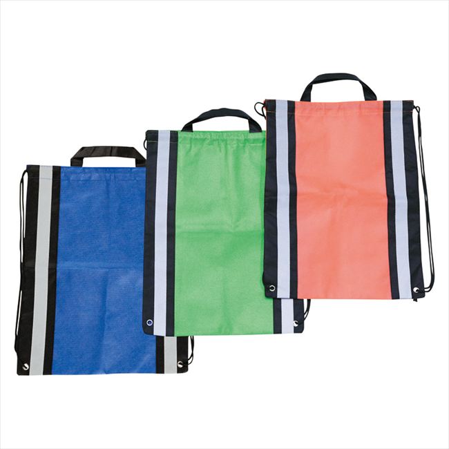 ■商品紹介：ナップサック、手提げバッグの2通りの使い方が可能。反射テープ付で夜間の事故防止の一助に。 ■商品内容：本体（約435×335×2mm）×1 ■材質：PP ■重量：約50g ■原産国：中国製 メーカー希望小売価格はメーカーカタログ...