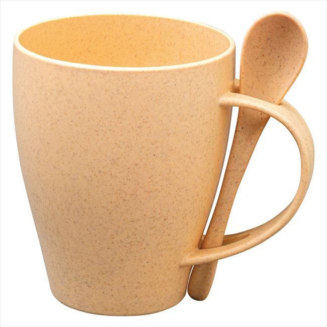 ■商品紹介：スタイリッシュデザインのカップとスプーンのセット。麦繊維配合のプラスチック素材で環境にも優しいです。 ■商品内容：カップ（約350ml）（約107×120×85mm）・スプーン×各1 ■材質：PP（麦ファイバー入） ■重量：約1...