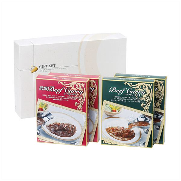 ■商品紹介内容/ビーフカレーレギュラー（中辛）:150g×2・ビーフカレー欧風（中辛）:150g×2《小麦》 ■パッケージサイズ：箱寸/200×290×59 ■重量：約890g メーカー希望小売価格はメーカーカタログに基づいて掲載しています...