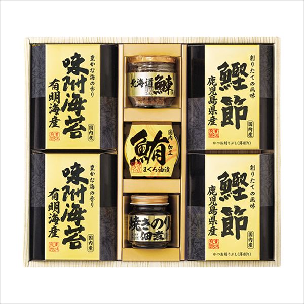 ■商品紹介内容/鰊フレーク:50g×1・焼きのり佃煮:85g×1・鹿児島県産鰹節:2g×3袋×2・有明海産味付け海苔8切10枚×2・まぐろ油漬け:70g×1《小麦・えび》 ■パッケージサイズ：箱寸/320×370×70 ■重量：約1040g...