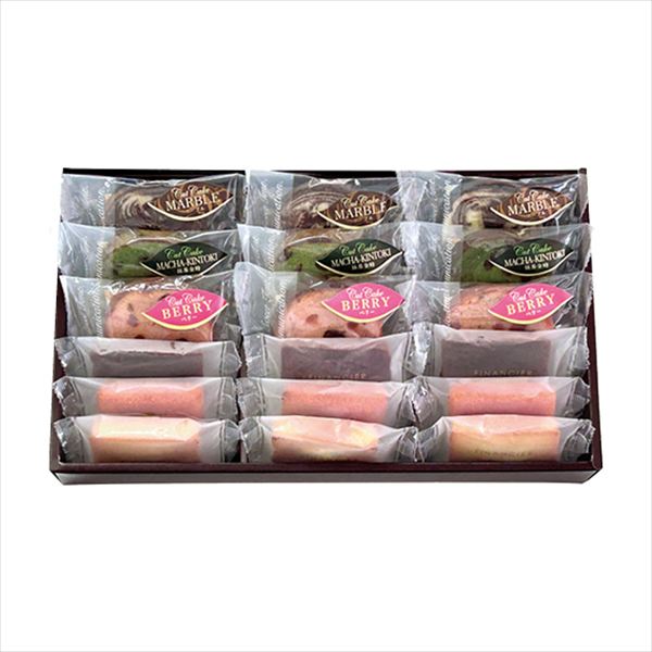 ■商品紹介内容/パウンドケーキベリー×3・パウンドケーキマーブル×3・パウンドケーキ抹茶金時×3・フィナンシェプレーン×3・フィナンシェベリー×3・フィナンシェショコラ×3《卵・乳・小麦》 ■パッケージサイズ：箱寸/205×340×50 ■...