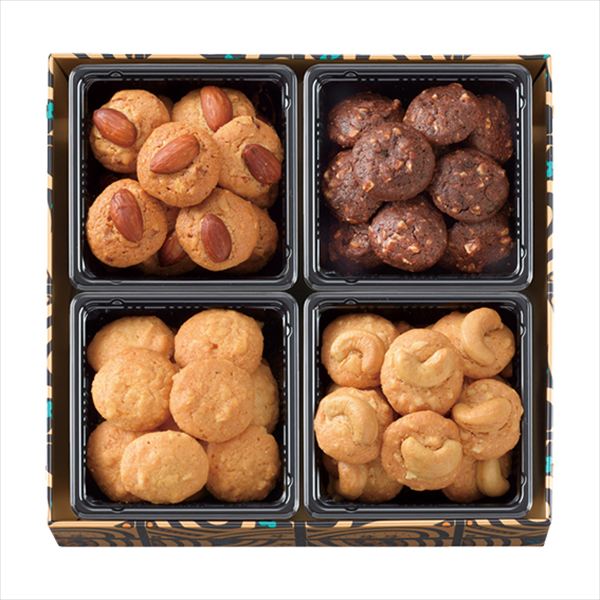 ■商品紹介内容/アーモンド40g・カシューナッツ40g・マカダミアナッツ40g・チョコレートチップ40g《卵・乳・小麦》 ■パッケージサイズ：箱寸/187×187×47 ■重量：約430g メーカー希望小売価格はメーカーカタログに基づいて掲...