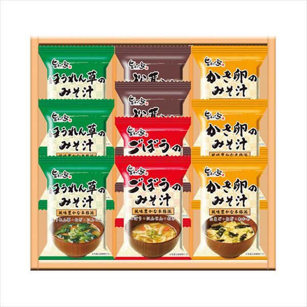 ■商品紹介内容/松茸お吸い物×2・ほうれん草味噌汁×3・かき卵味噌汁×3・ごぼう味噌汁×2《卵・乳・小麦》 ■パッケージサイズ：箱寸/260×263×38 ■重量：約250g メーカー希望小売価格はメーカーカタログに基づいて掲載しています ...