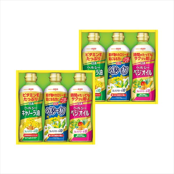 ■商品紹介内容/ヘルシーキャノーラ油:350g×2・ヘルシーオフ:350g×2・ヘルシーベジオイル:350g×2 ■パッケージサイズ：箱寸/216×235×111 ■重量：約2500g メーカー希望小売価格はメーカーカタログに基づいて掲載し...