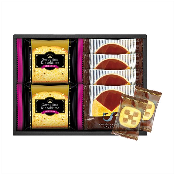 ■商品紹介内容/五郎島金時いもケーキ×2・ゴーフレット（チョコ）×4・チェスクッキー×2《卵・乳・小麦》 ■パッケージサイズ：箱寸/180×240×35 ■重量：約215g メーカー希望小売価格はメーカーカタログに基づいて掲載しています ■...