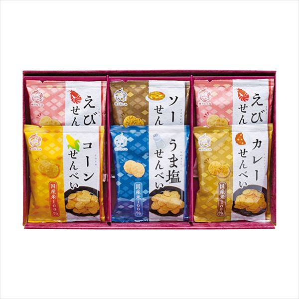 ■商品紹介内容/えびせんべい:15g×2・コーンせんべい:15g×1・うま塩せんべい:15g×1・ソースせんべい:15g×1・カレーせんべい:15g×1《乳・小麦・えび》 ■パッケージサイズ：箱寸/188×309×40 ■重量：約228g ...