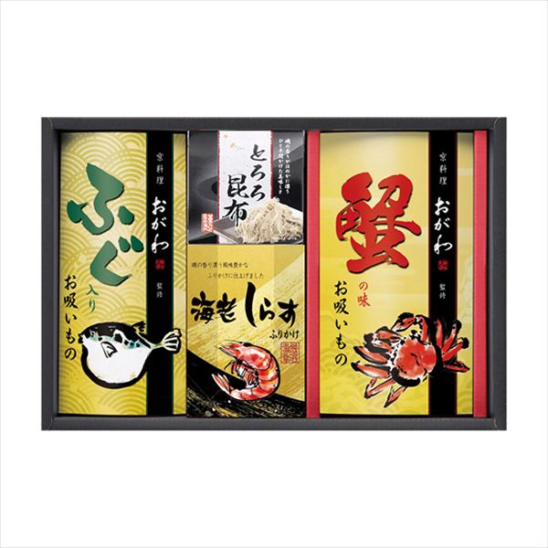 ■商品紹介内容/蟹の味お吸いもの:3.8g×3袋×1・ふぐ入りお吸いもの:3.2g×3袋×1・とろろ昆布:1.5g×3袋×1・海老しらすふりかけ:3g×3袋×1《乳・小麦・えび・かに》 ■パッケージサイズ：箱寸/205×300×70 ■重量...
