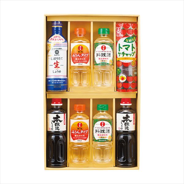 ■商品紹介内容/キッコーマンいつでも新鮮しぼりたて生しょうゆ:450ml×1・サンビシ本醸造しょうゆ:500ml×2・イカリなめらかトマトケチャップ:280g×1・日の出料理酒:400ml×2・日の出割烹みりんタイプ:400ml×2《小麦》...