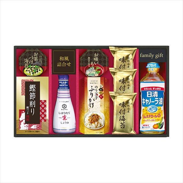 ■商品紹介内容/永谷園お茶漬けのり:4.7g×2袋×1・鰹節削り（1.5g×4袋）×1・有明海産味付け海苔:8切4枚×3・キッコーマンしぼりたて生しょうゆ:200ml×1・永谷園お吸いもの松茸風味:2.3g×2袋×1・のり玉子ふりかけ:4....