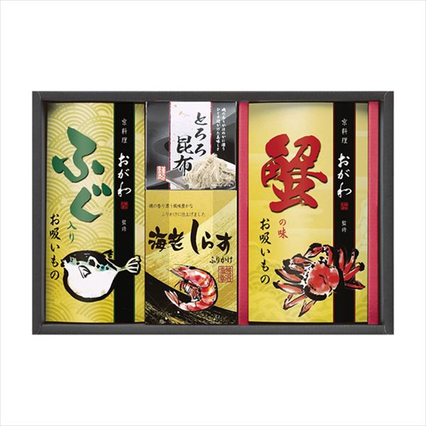 ■商品紹介内容/蟹の味お吸いもの:3.8g×3袋×1・ふぐ入りお吸いもの:3.2g×3袋×1・とろろ昆布:1.5g×3袋×1・海老しらすふりかけ:3g×3袋×1《乳・小麦・えび・かに》 ■パッケージサイズ：箱寸/205×300×70 ■重量...