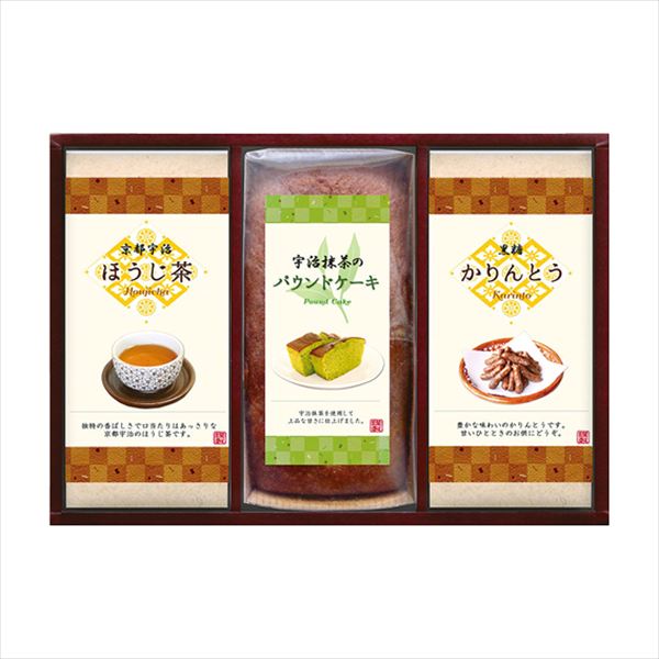 ■商品紹介内容/宇治抹茶のパウンドケーキ×1・宇治ほうじ茶:30g×1・黒糖かりんとう:15g×2《卵・小麦》 ■パッケージサイズ：箱寸/210×290×60 ■重量：約565g メーカー希望小売価格はメーカーカタログに基づいて掲載していま...