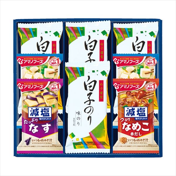 ■商品紹介内容/白子のり味のり:8切5枚×4・減塩いつものおみそ汁（とうふ）:10.3g×2・減塩いつものおみそ汁（なす）:9g×1・減塩いつものおみそ汁（なめこ）:8g×1《乳・小麦・えび》 ■パッケージサイズ：箱寸/242×266×45...