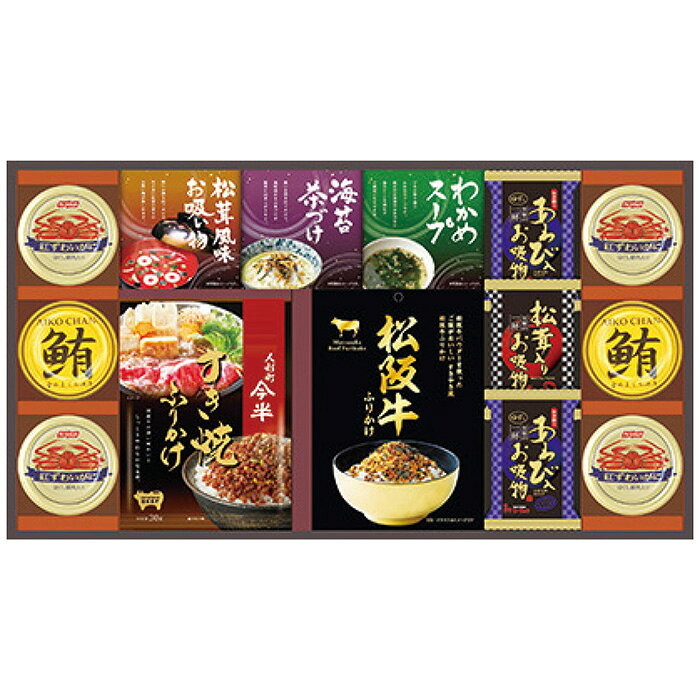 ■商品紹介：人形町今半の「すき焼きふりかけ」、松阪牛パウダーを使った「すき焼き風松阪牛ふりかけ」に高級素材使用のフリーズドライやお吸い物等をギッシリ詰め合わせました。 ■商品内容：人形町今半すき焼ふりかけ30g・松阪牛ふりかけ30g・松茸入...