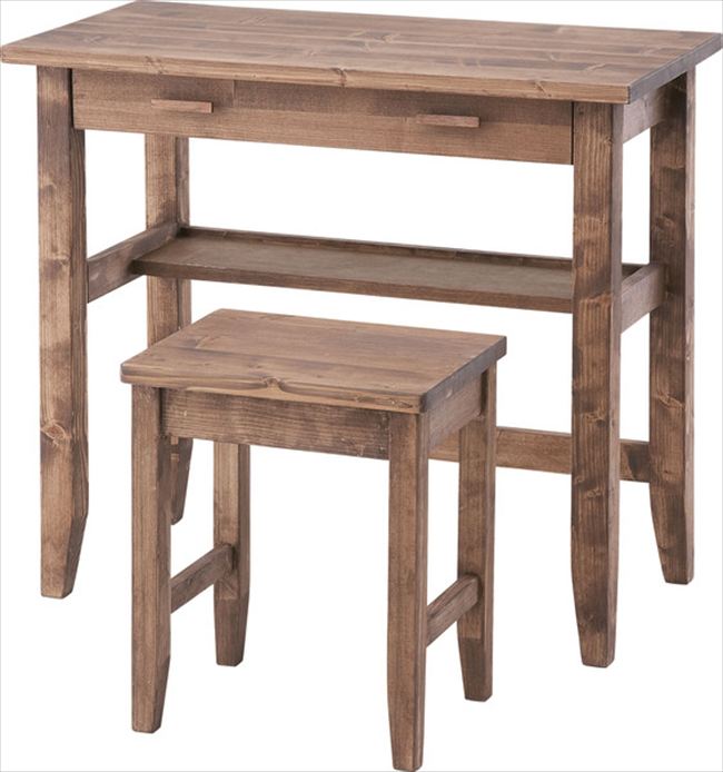 ■商品紹介： ■サイズ：デスク:W80×D40×H70 スツール:W36×D28×H42 ■重量：14(kg) ■組立について：完成品 ※付属工具：なし ■スペック：天然木(パイン) オイル仕上 デスク ブックボックス ボックス ダミーブッ...